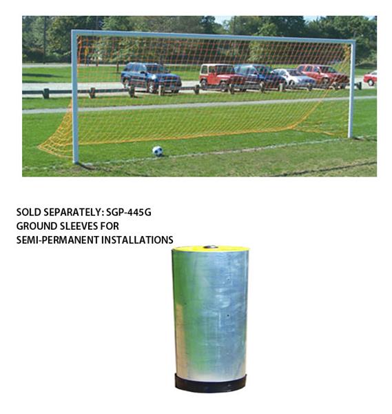Three Piece Semi-Permanent Steel Soccer Goal - Soccer Equipment and Gear