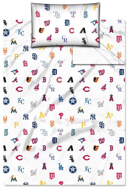 E88163 Northwest MLB Multi Team Logos Twin Sheet Sets