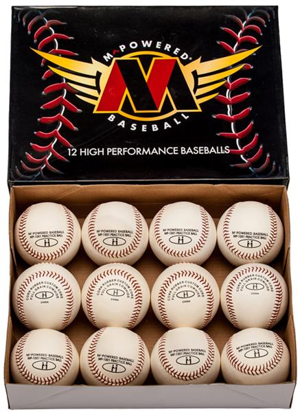 M Powered Premium Leather Practice Baseballs (Dz) - Baseball Equipment & Gear