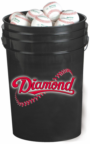 Diamond 6 Gallon Bucket Includes Baseballs - Baseball Equipment & Gear