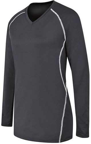 E99247 High 5 Womens Long Sleeve Black Large Solid Volleyball Jersey