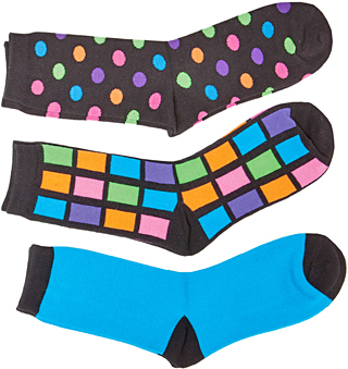 Cherokee Cosmic Womens Assorted Socks 3PK - Soccer Equipment and Gear