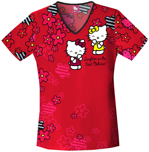 Tooniforms Women's Hello Kitty Laughs Scrub Top - Cheerleading ...