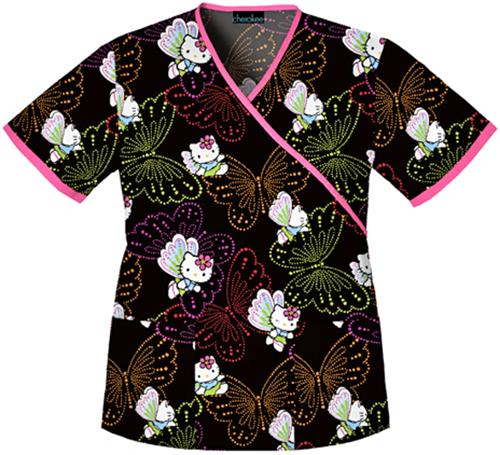 Tooniforms Women Hello Kitty/Butterflies Scrub Top - Cheerleading ...