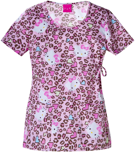 Tooniforms Women's Hello Kitty Cheetah Scrub Top - Cheerleading ...