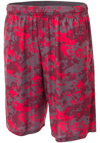 E67917 A4 Adult/Youth Printed Camo Performance Shorts