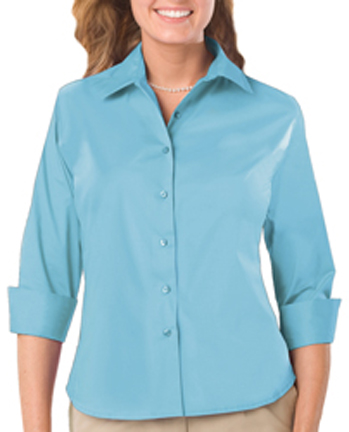 E13971 Blue Generation 3/4 Sleeve Stretch Poplin Blouse