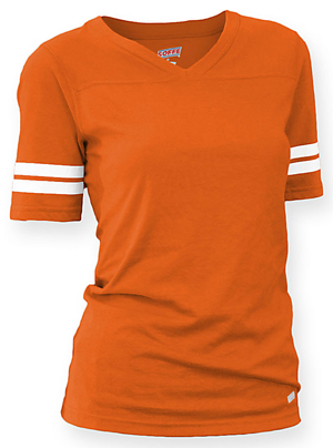 E16648 Soffe Juniors V-Neck Football Tee