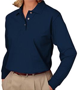 E13893 Blue Generation Ladies LS Pique Polo Shirts