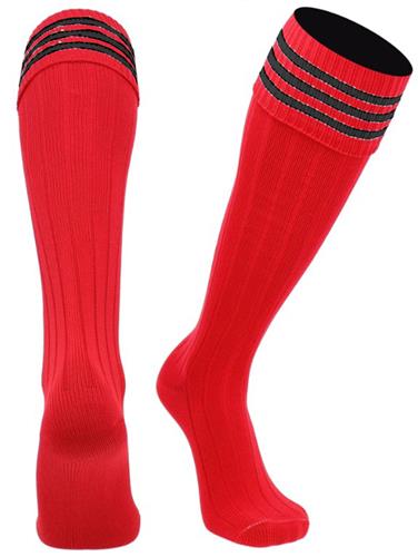 E205472 Adult European 3-Striped Soccer Socks Fold Down Top