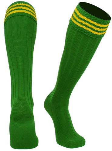 E205472 Adult European 3-Striped Soccer Socks Fold DownTop (Kelly ...
